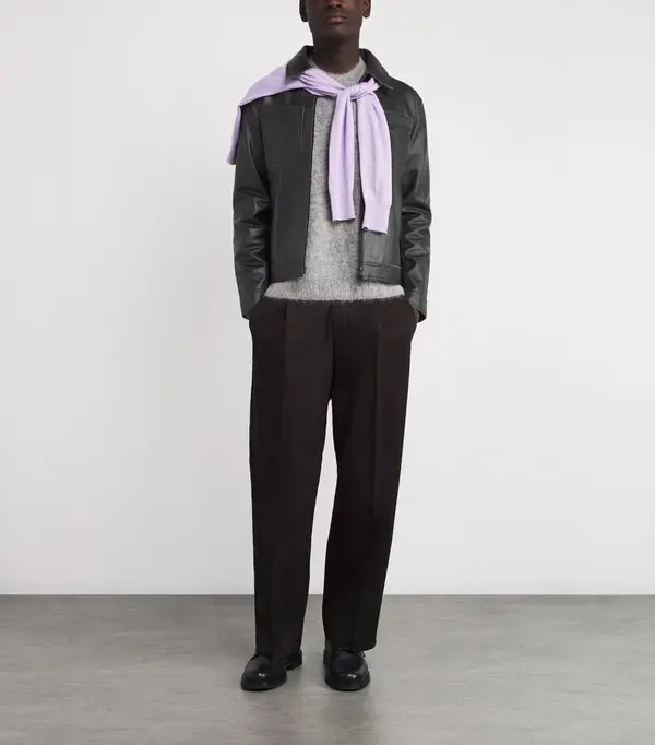 Oliver Peoples Contrast Stitch Leather Jacket - Black