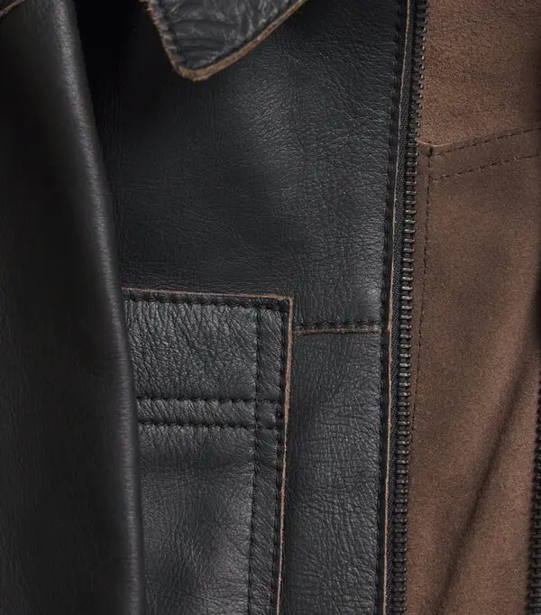 Oliver Peoples Contrast Stitch Leather Jacket - Black
