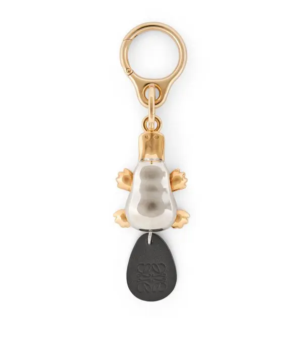 Loewe Leather And Brass Platypus Keyring - Silver