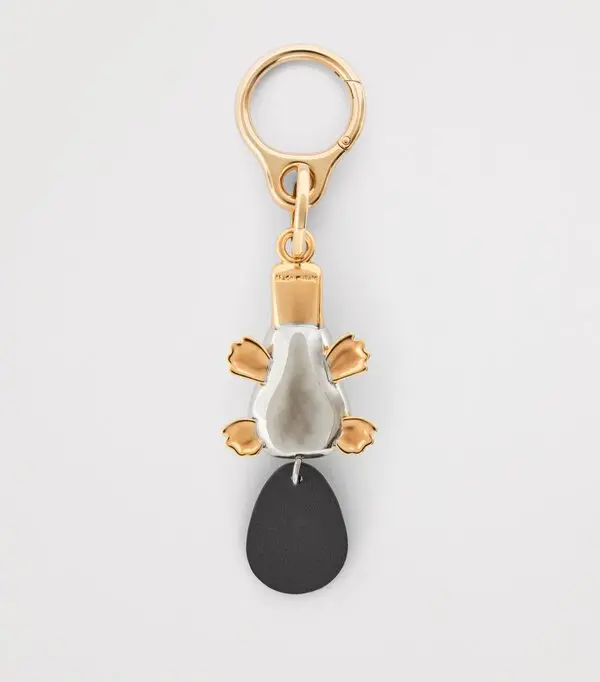 Loewe Leather And Brass Platypus Keyring - Silver