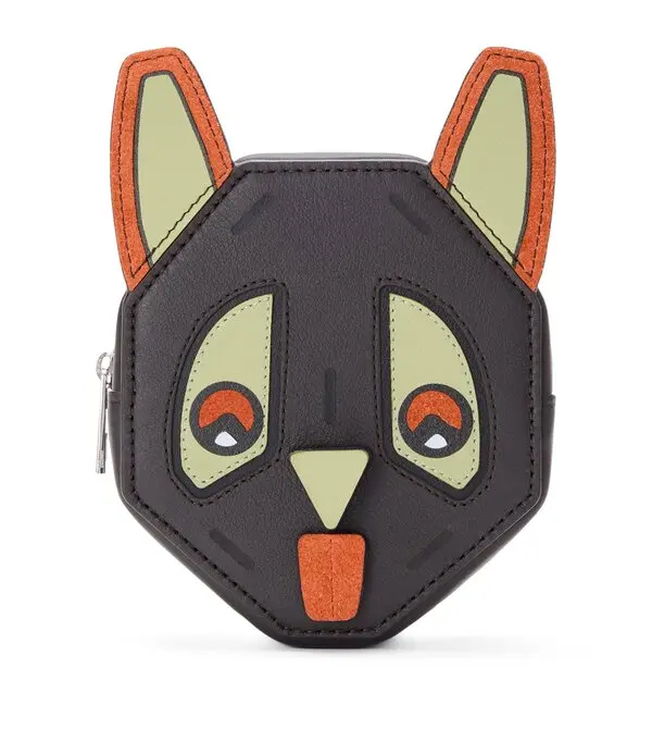 Loewe X Louis Wain Leather Futurist Cat Coin Purse - Black