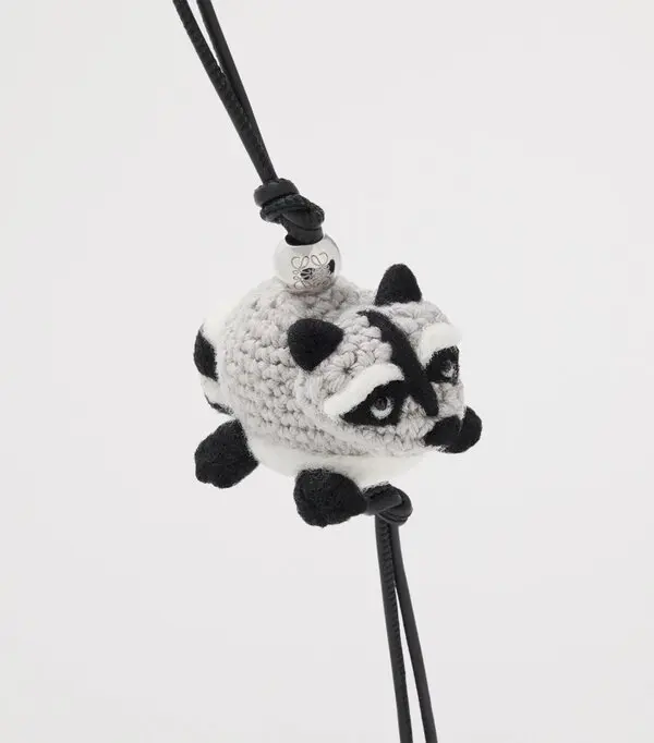 Loewe Wool Racoon Bag Charm - Grey