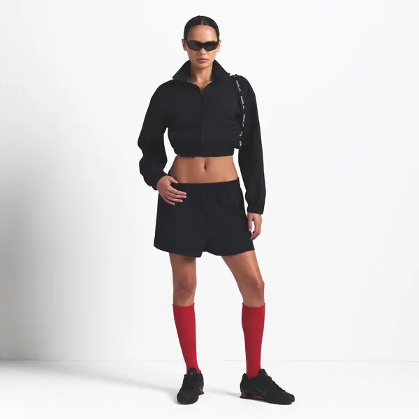 SKIMS Woven Nylon Cropped Jacket - Obsidian