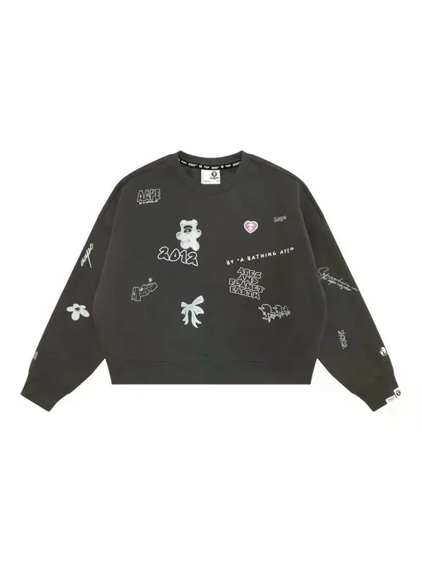A BATHING APE Appliqué Graphic Sweater - Grey