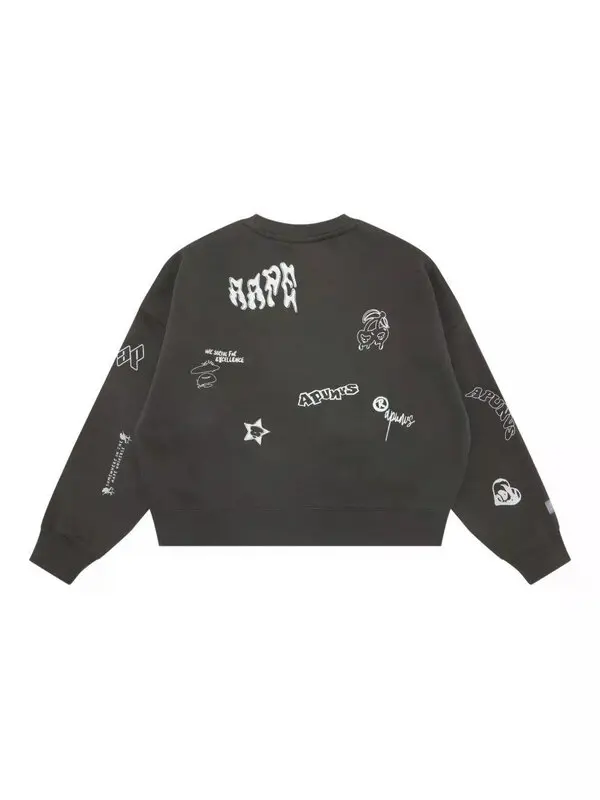 A BATHING APE Appliqué Graphic Sweater - Grey