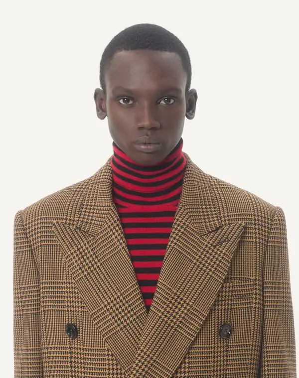 Valentino Garavani Double-breasted Glen Plaid Wool Coat - Camel/black