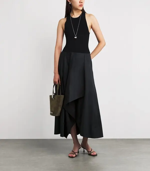 ST. AGNI Cotton-blend Asymmetric Maxi Dress