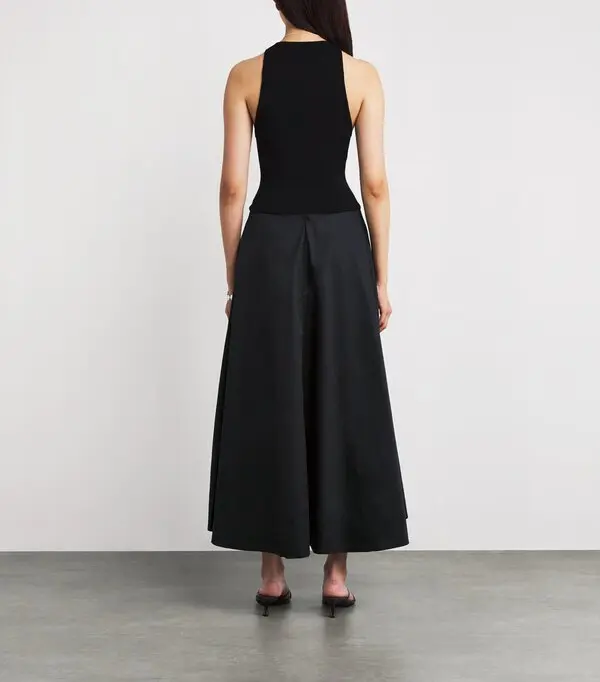 ST. AGNI Cotton-blend Asymmetric Maxi Dress