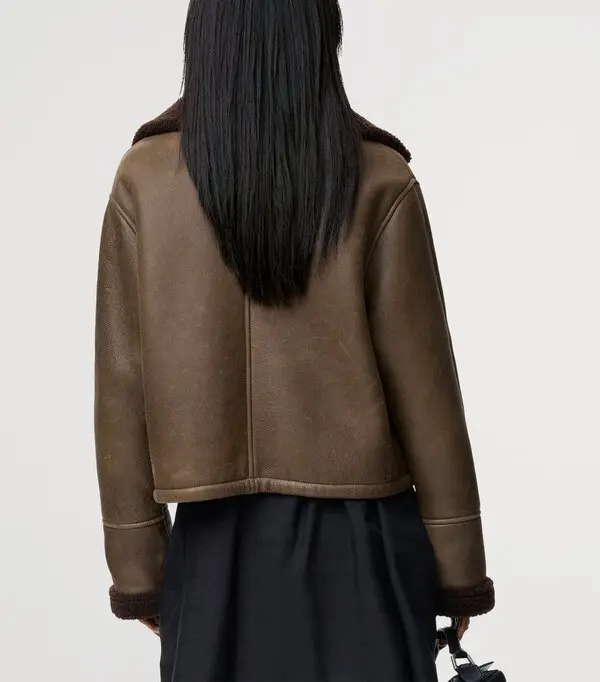 Loewe Lambskin Shearling-collar Aviator Jacket