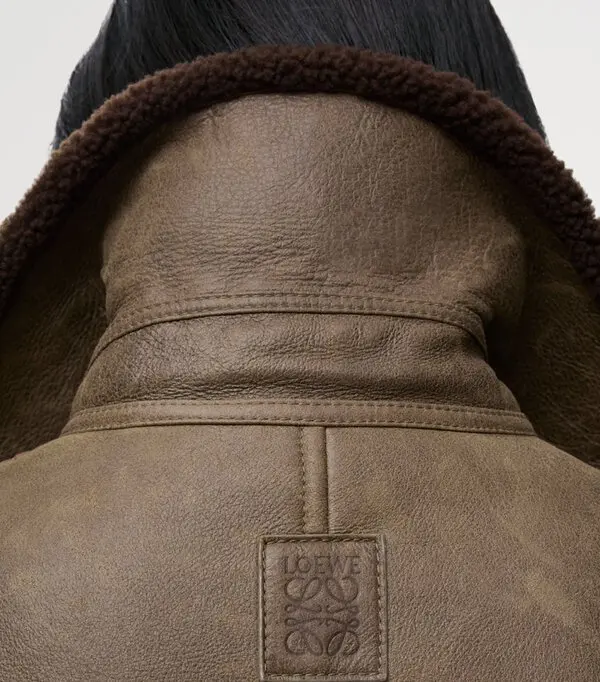 Loewe Lambskin Shearling-collar Aviator Jacket