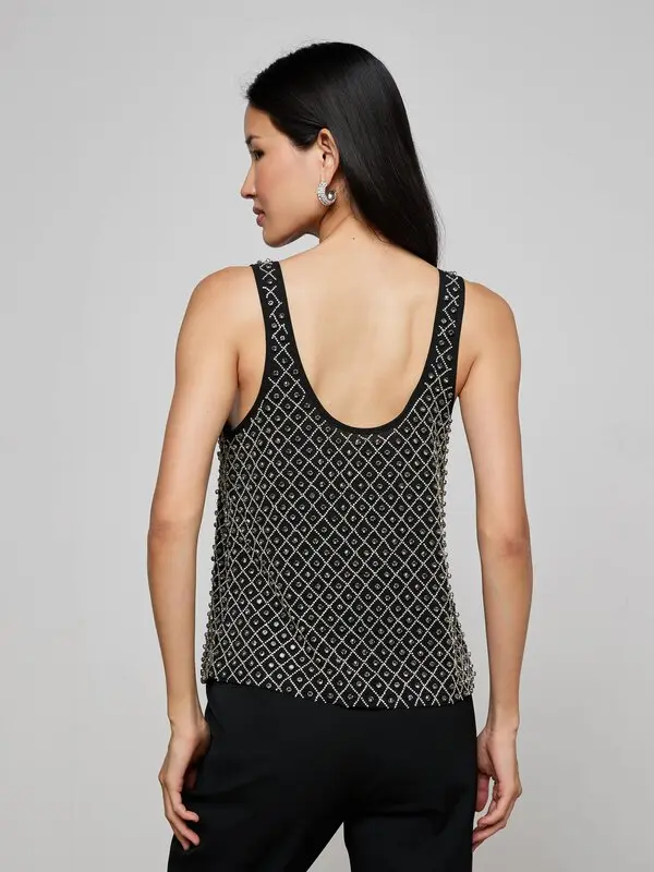 L'Agence Ziggy Crystal Tank Top