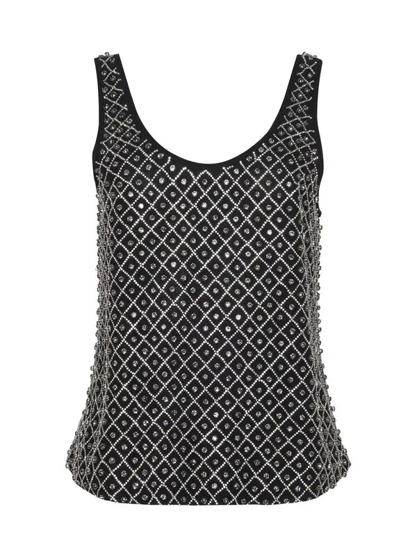L'Agence Ziggy Crystal Tank Top