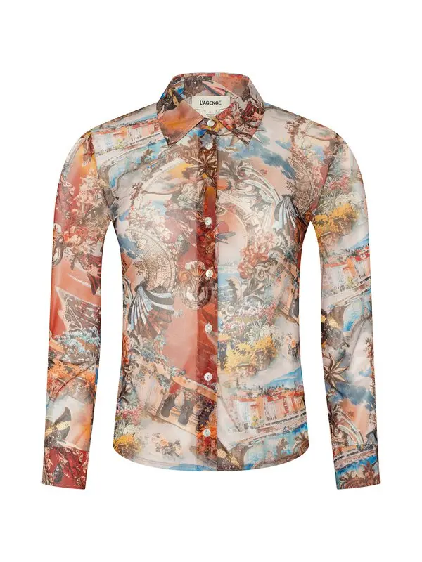 L'Agence Indiana Mesh Blouse Top - Multi Collage