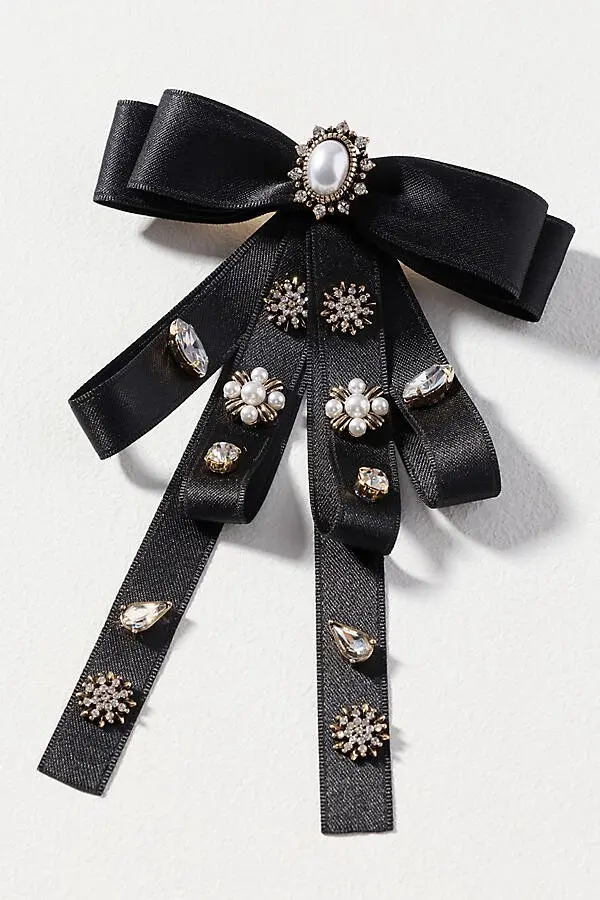 Anthropologie Embellished Bow Barrette - Black