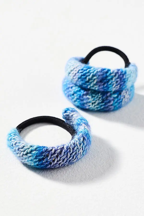 Anthropologie Set Of Two Cuff Hair Ties - Blue