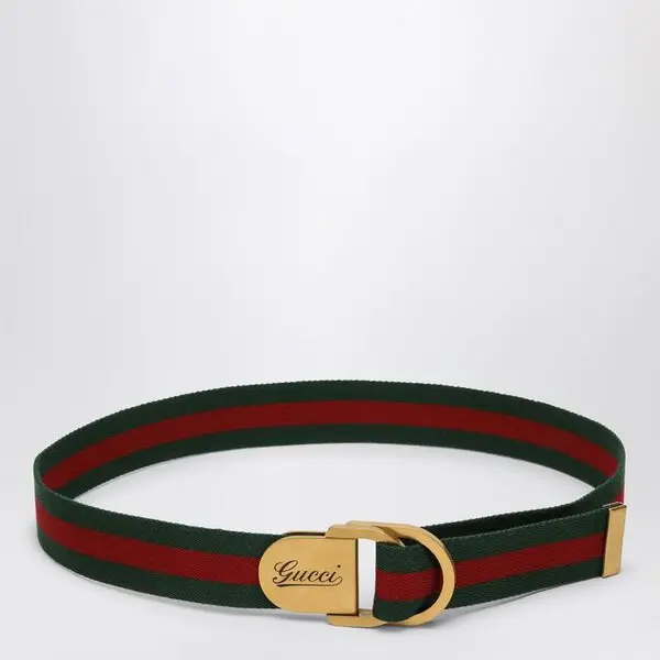 Gucci Belt With Web Motif And Logo Buckle - Multicolor