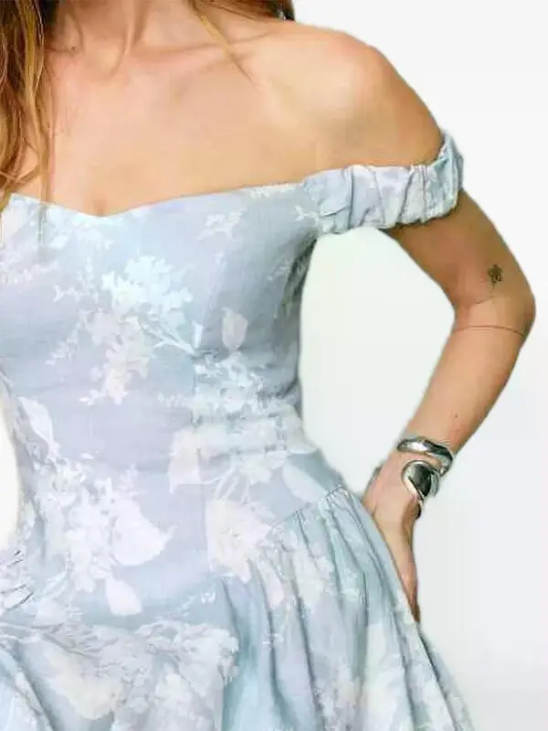 REFORMATION Floral Print Off-shoulder Dress