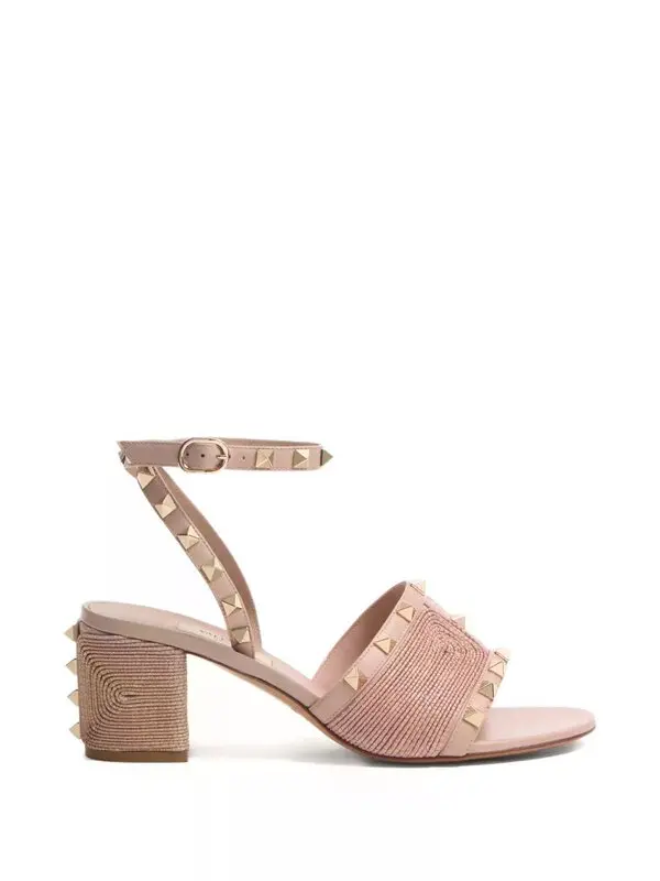 Valentino Garavani Rockstud Raffia Sandals - Pink