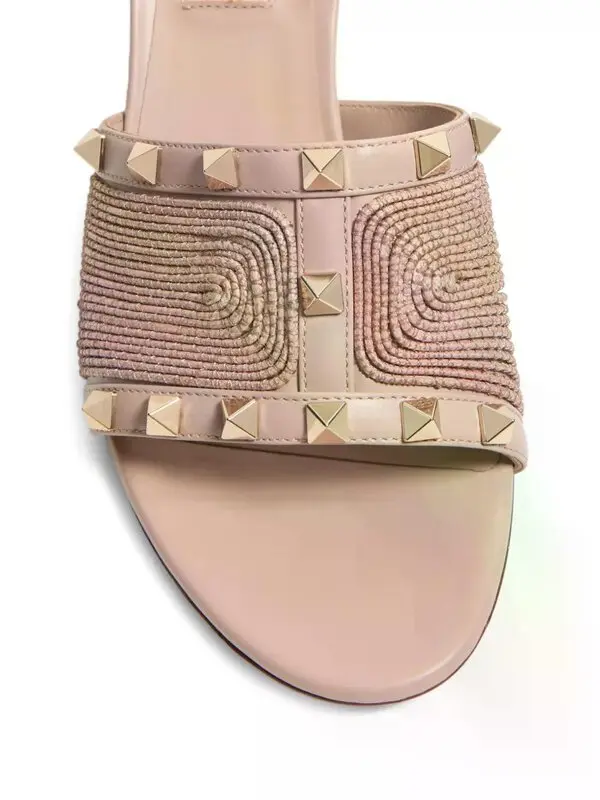 Valentino Garavani Rockstud Raffia Sandals - Pink