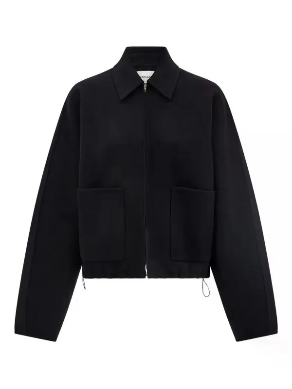 FERRAGAMO Zip-up Drawstring Bomber Jacket - Black