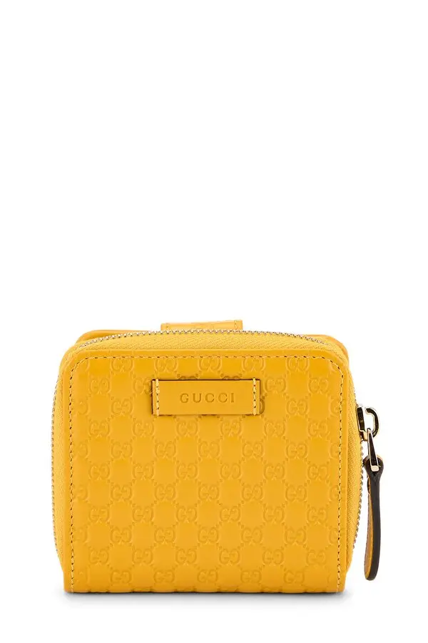 Gucci Ssima French Compact Zip Wallet - Yellow