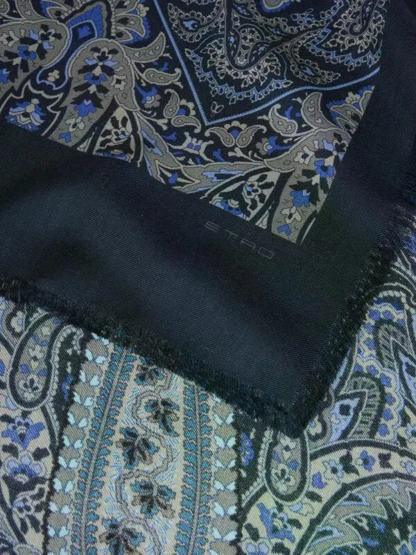 Etro Paisley Check Motif Scarf - Blue