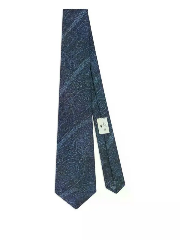 Etro Jacquard Motif Neck Tie - Blue