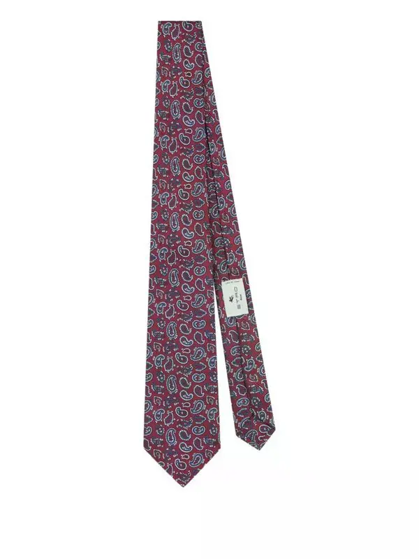 Etro Jacquard Paisley Silk Neck Tie - Red
