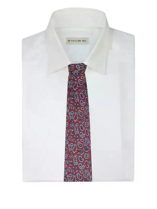 Etro Jacquard Paisley Silk Neck Tie - Red