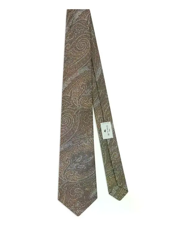 Etro Jacquard Motif Silk Tie - Brown
