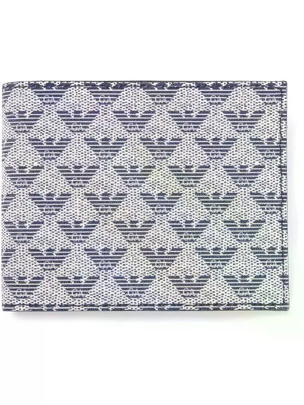 Emporio Armani Monogram Print Wallet - Blue