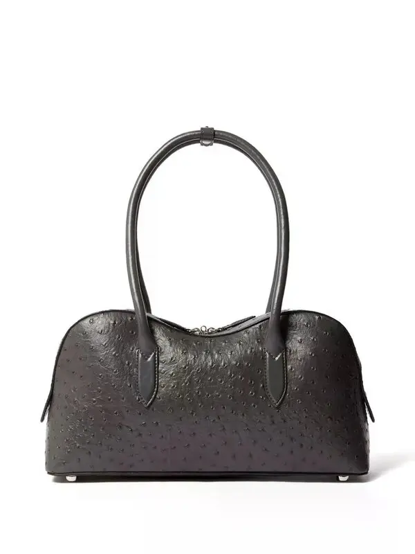Stella McCartney Ryder Ostrich-effect Padlock Shoulder Bag - Grey