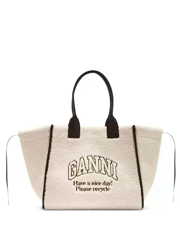 GANNI Xx Large Shearling Tote Bag - Neutrals