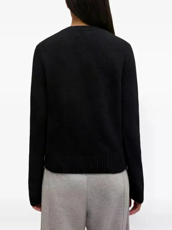 GANNI Embroidered Logo Cardigan - Black