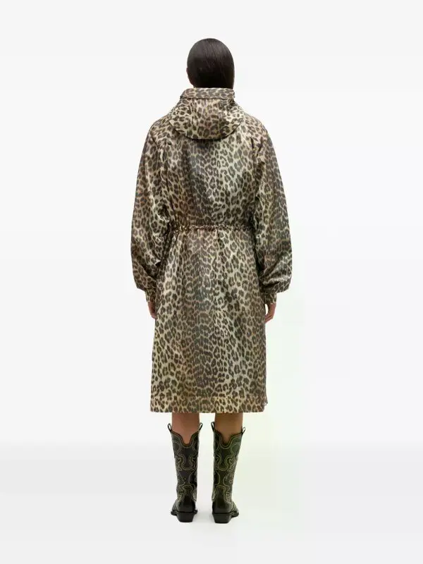 GANNI Leopard Print Hooded Coat