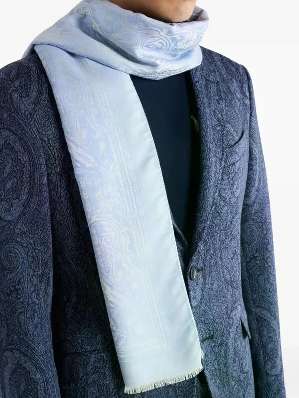 Etro Floral Paisley Jacquard Scarf - Blue