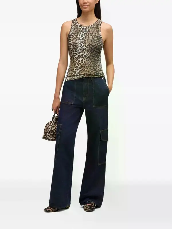 GANNI Leopard-print Tank Top - Neutrals