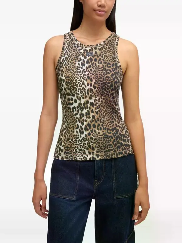 GANNI Leopard-print Tank Top - Neutrals