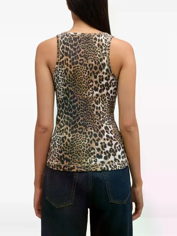 GANNI Leopard-print Tank Top - Neutrals