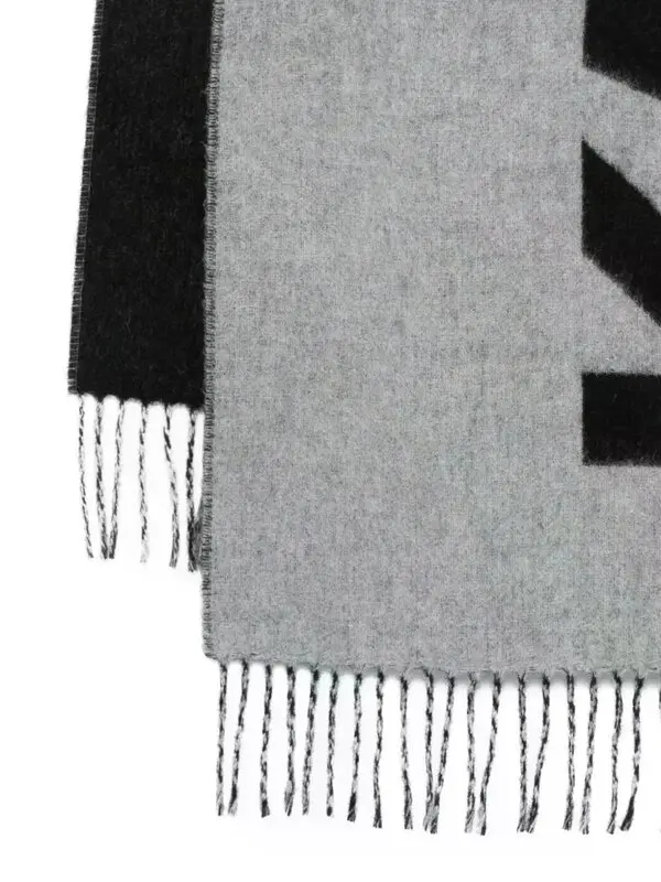 Karl Lagerfeld Fringed Logo Scarf - Grey
