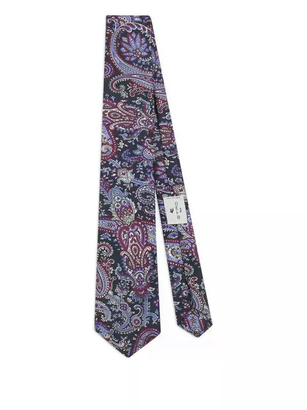 Etro Floral Paisley Silk Neck Tie - Blue