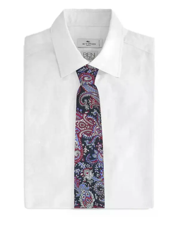 Etro Floral Paisley Silk Neck Tie - Blue