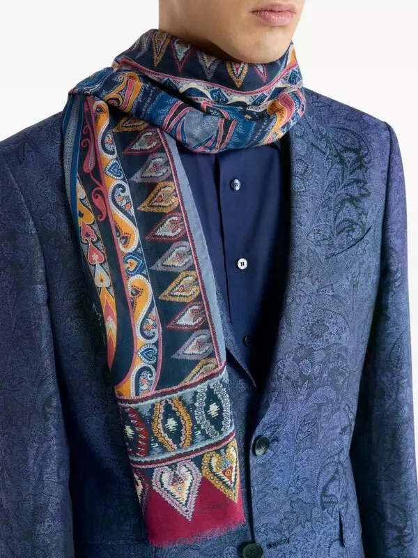 Etro Floral Paisley Scarf - Blue