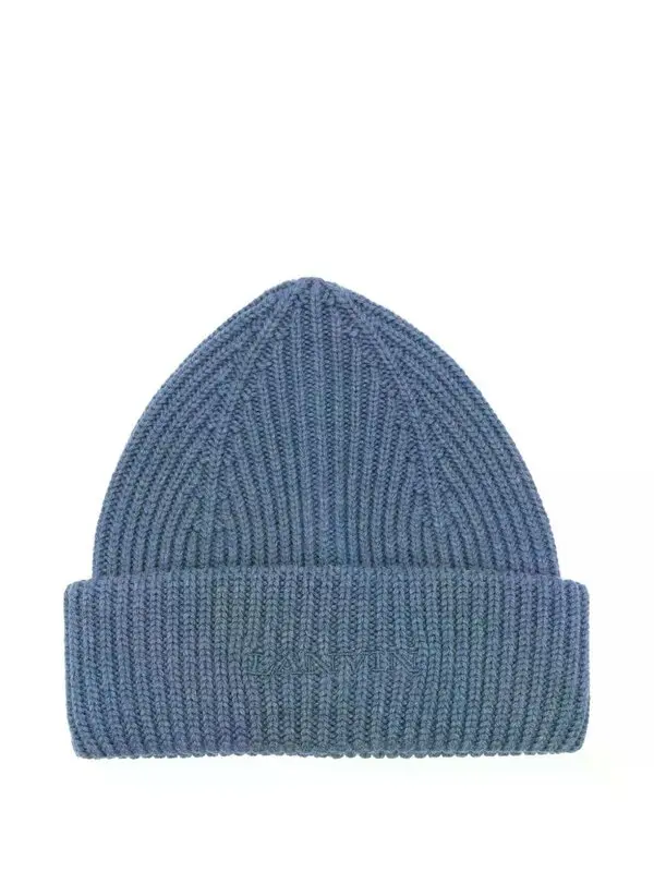 LANVIN Ribbed Wool Beanie - Blue
