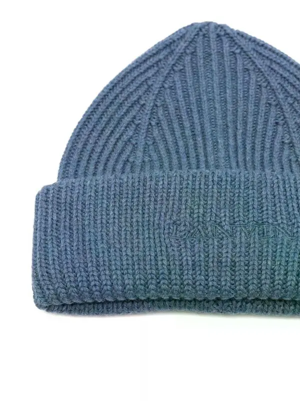 LANVIN Ribbed Wool Beanie - Blue