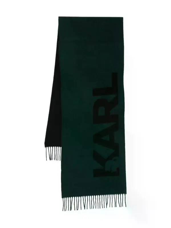 Karl Lagerfeld Fringed Logo-detal Scarf - Green