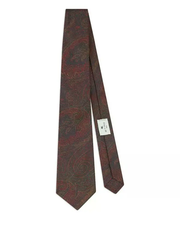 Etro Jacquard Arnica Motif Neck Tie - Red