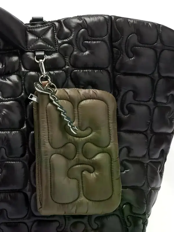 GANNI Quilted Logo-charm Wallet