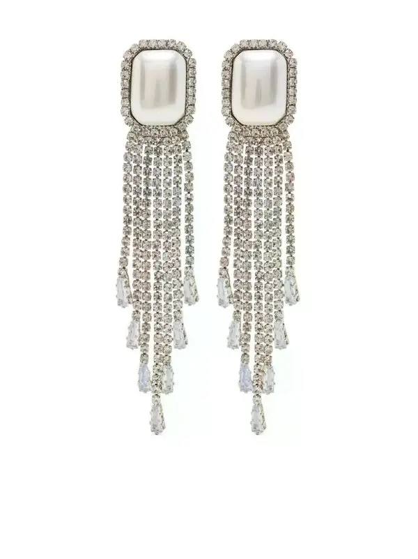 HZMER JEWELLERY Crystal-embellished Drop Earrings - Silver