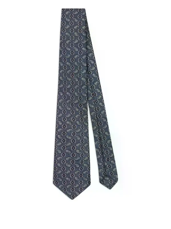 Etro Jacquard Paisley Neck Tie - Blue